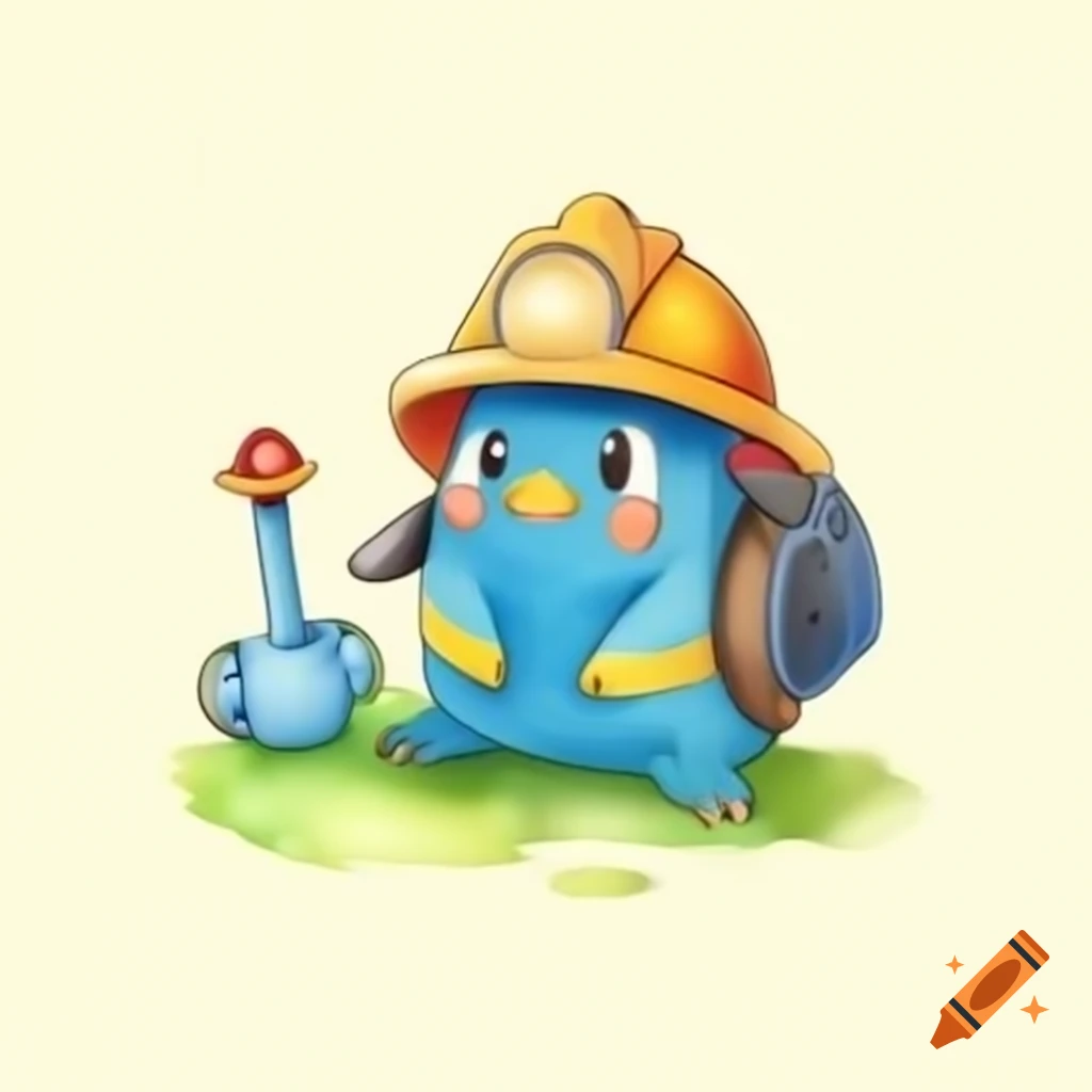 Concept design for a water-based pokemon inspired by a fireman's helmet ...