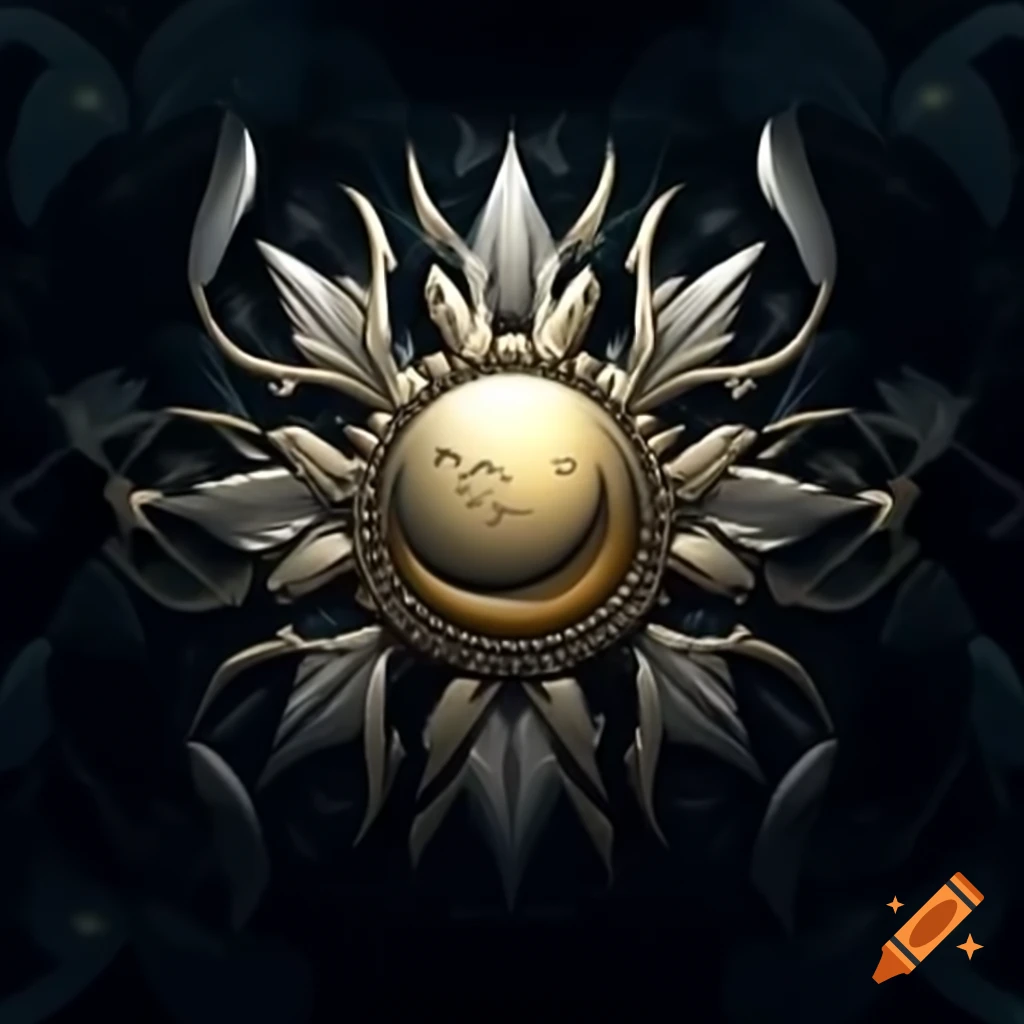 Art Nouveau heraldic crest featuring sun and moon elements on Craiyon