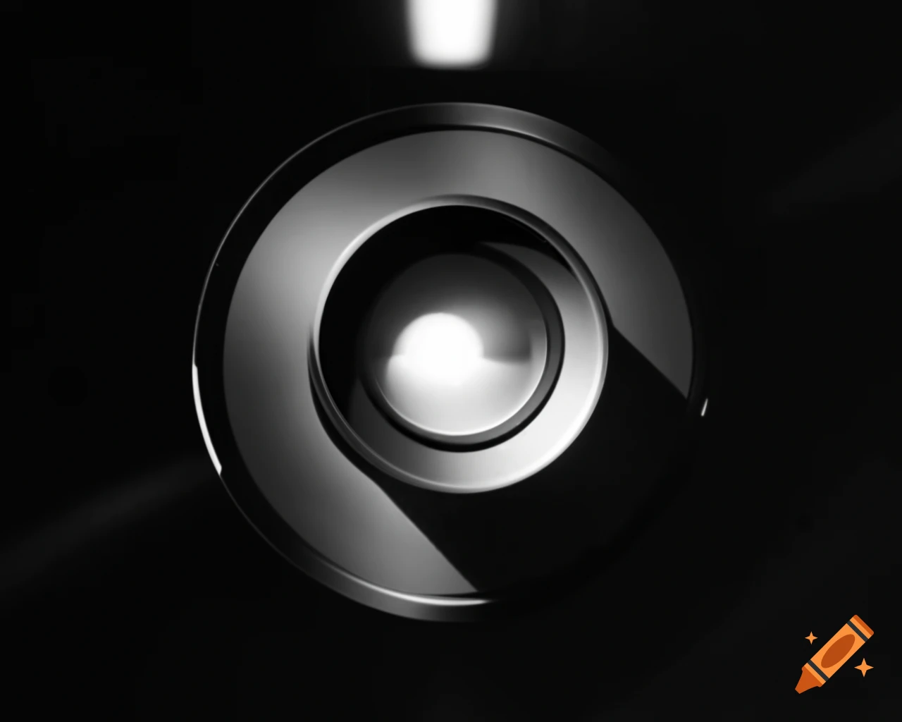 Abstract black and white image of camera lens with light and shadows on ...