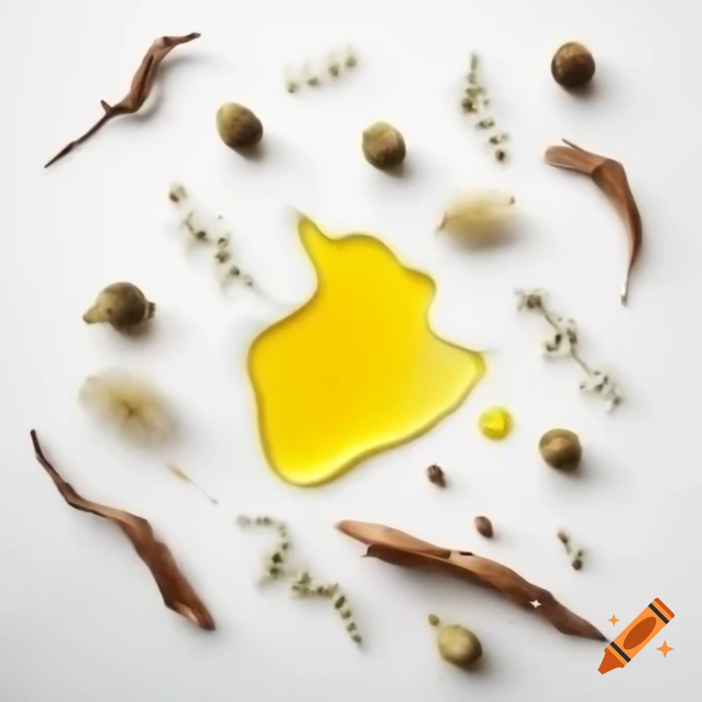 Artistic arrangement of inflorescences and twigs with thick yellow oil ...