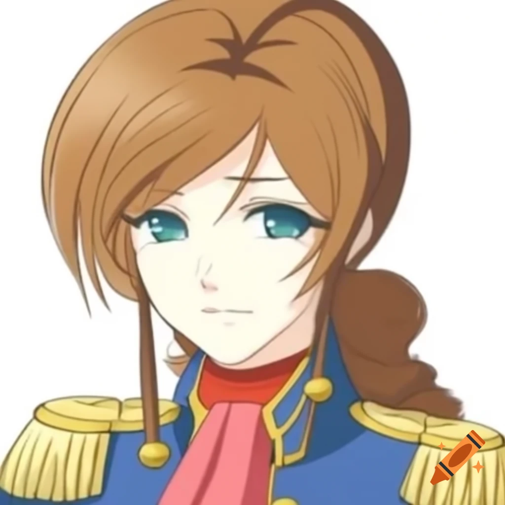 Anime depiction of a female character styled as napoleon on Craiyon