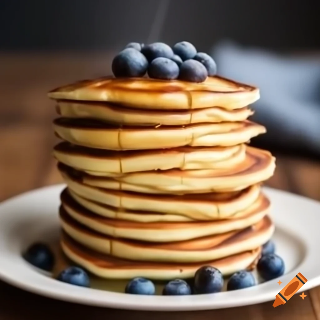 Stack of golden brown pancakes with blueberries, showcasing fluffy ...