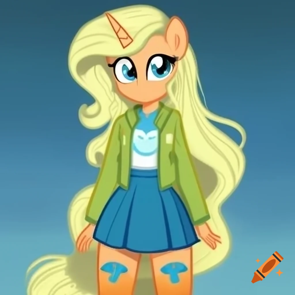 Female My Little Pony character with blonde mane and green jacket on ...