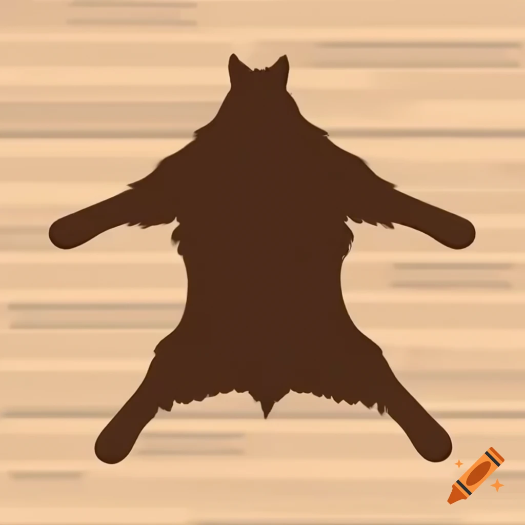 Flat werewolf pelt displayed on cabin floor on Craiyon