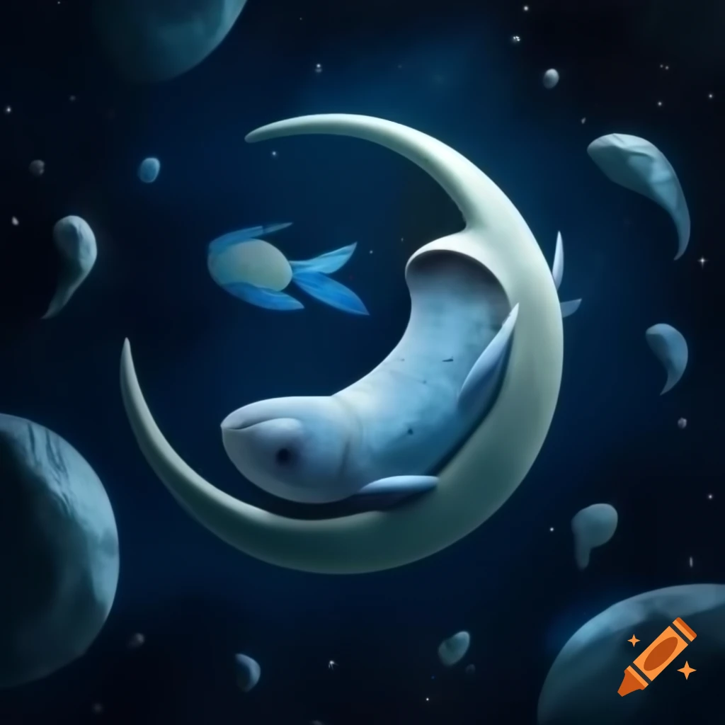 Moon fish sleeping in outer space on Craiyon
