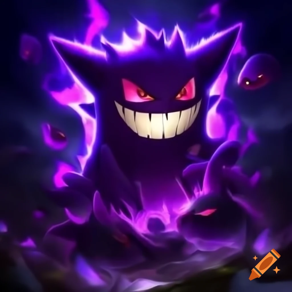 Gengar character from Pokemon, known for its mischievous grin and ...
