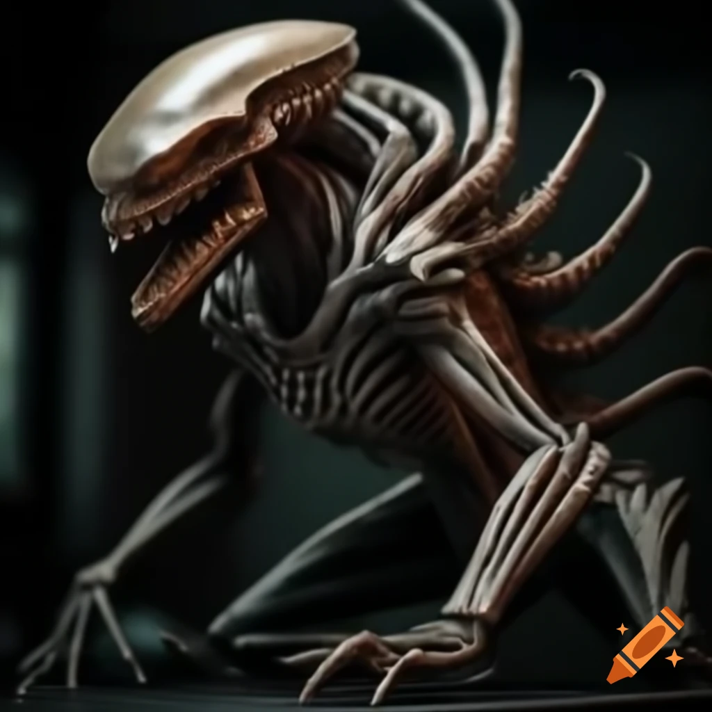 Hyperrealistic sculpture of a Xenomorph with detailed exoskeleton and ...
