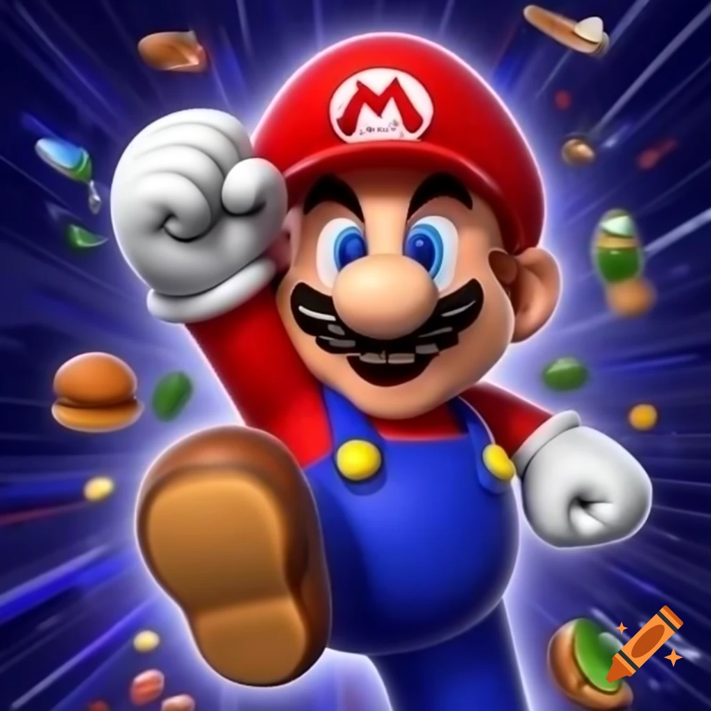 Realistic smiling Mario Bros character with central space for text ...