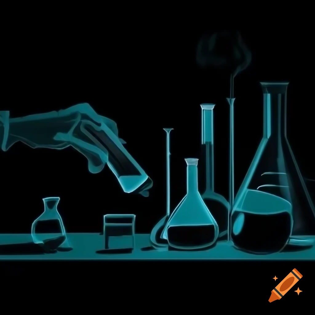 Dark laboratory filled with lab materials on the right side on Craiyon