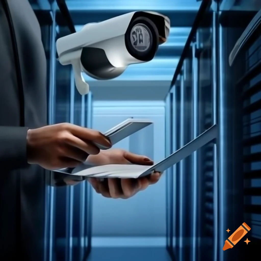 IT expert installing CCTV cameras and configuring servers on Craiyon