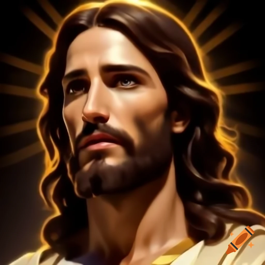 Hyper-realistic digital portrait of Jesus Christ with captivating eyes ...