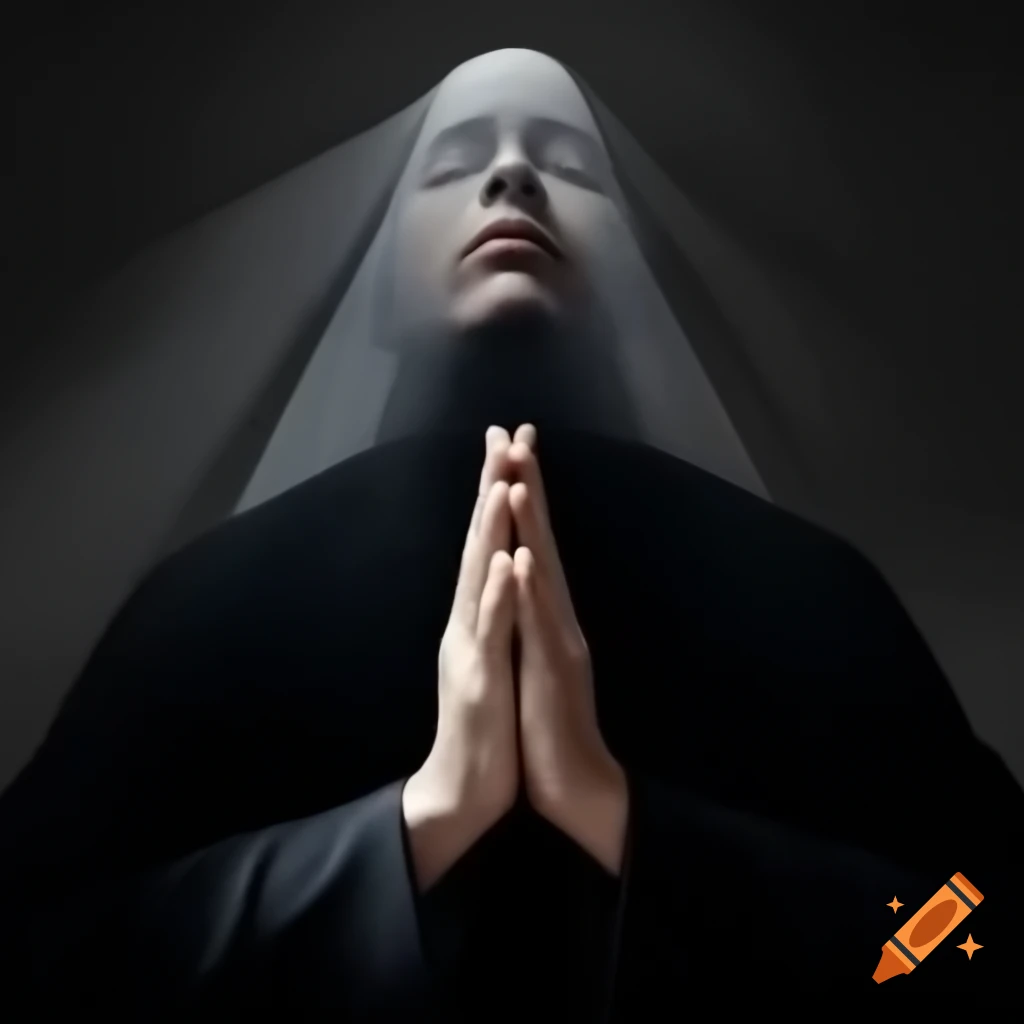 Silhouette of man praying in shadows on Craiyon