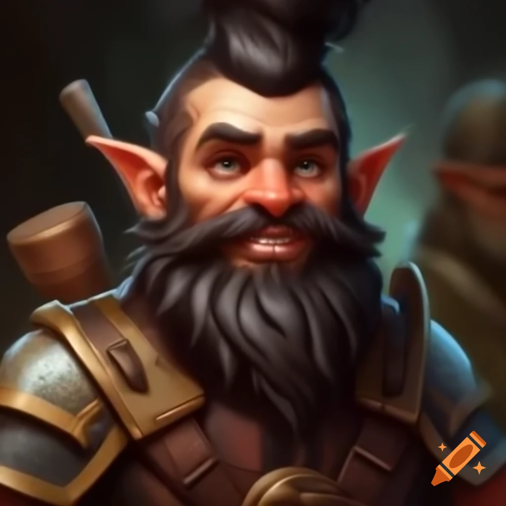 Young rock gnome artificer with mohawk and brass plate implant, ready ...