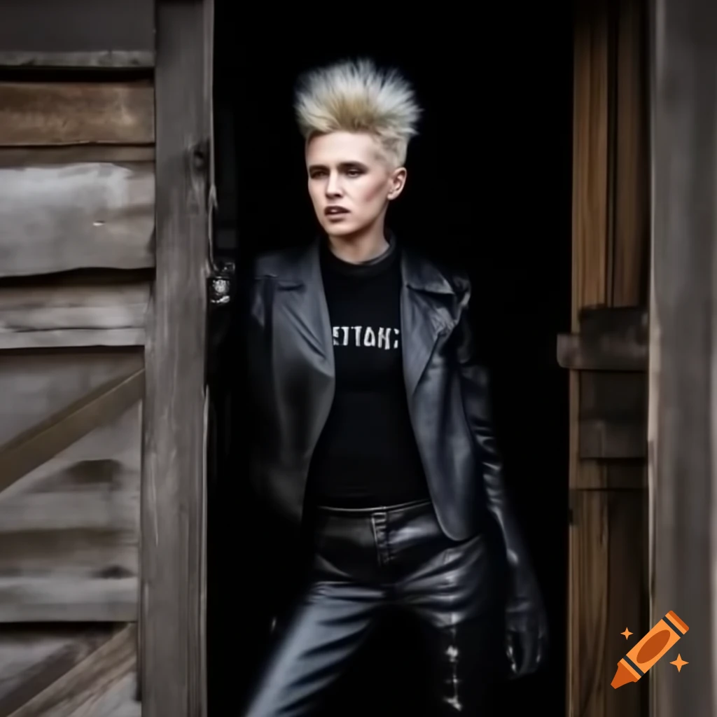 Photorealistic punk rocker resembling actress Lindsay Wagner with ...