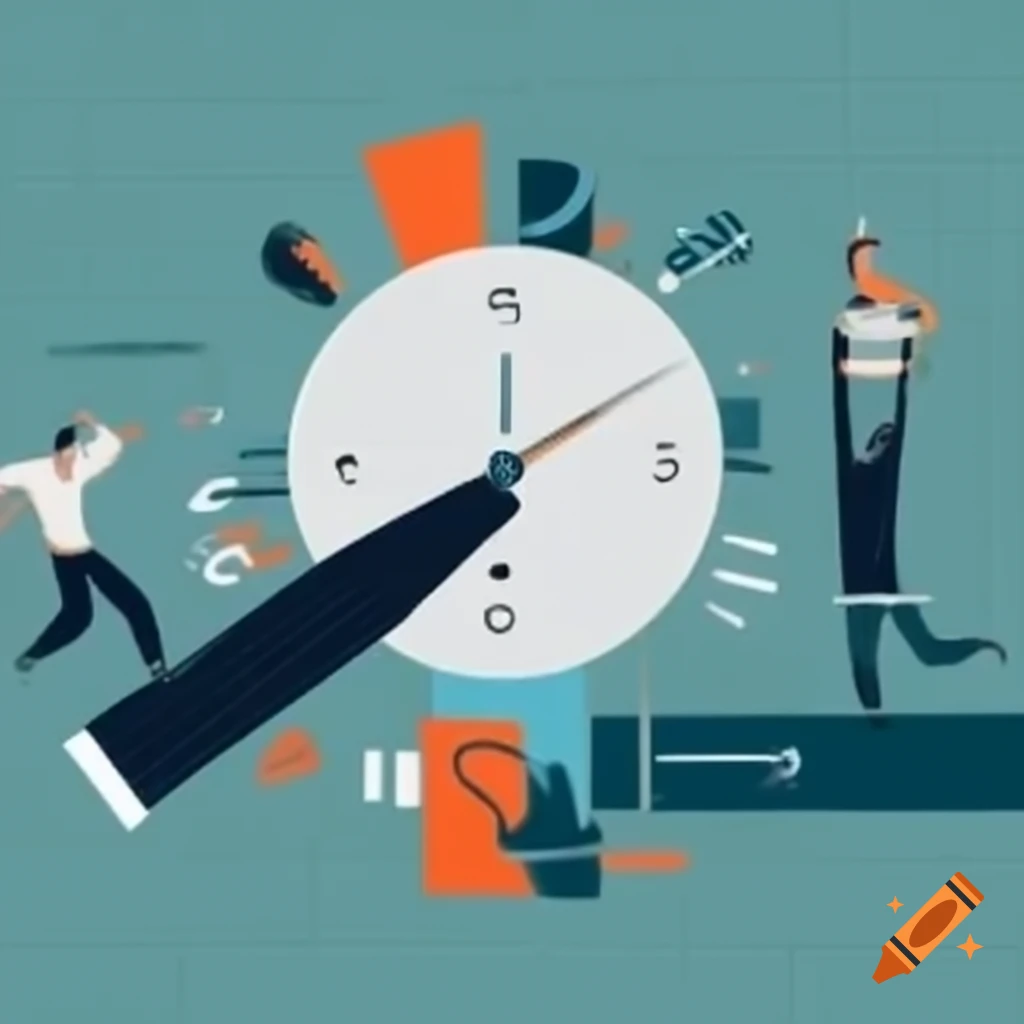 Conceptual image representing freedom of time and flexible work on Craiyon