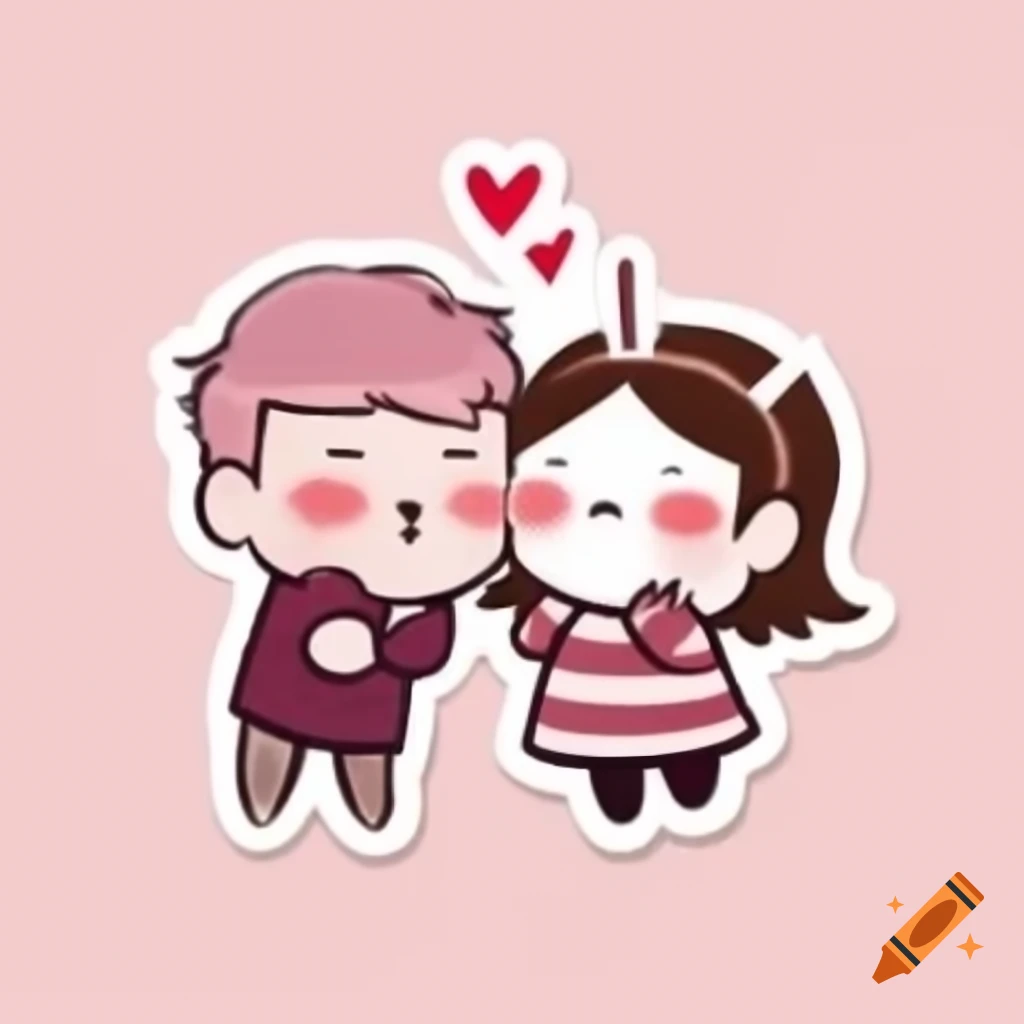 Cute couple sticker design featuring soft and minimalistic round ...