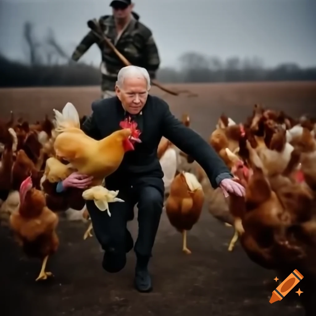 Former President Biden running with chickens while hunting scared ...