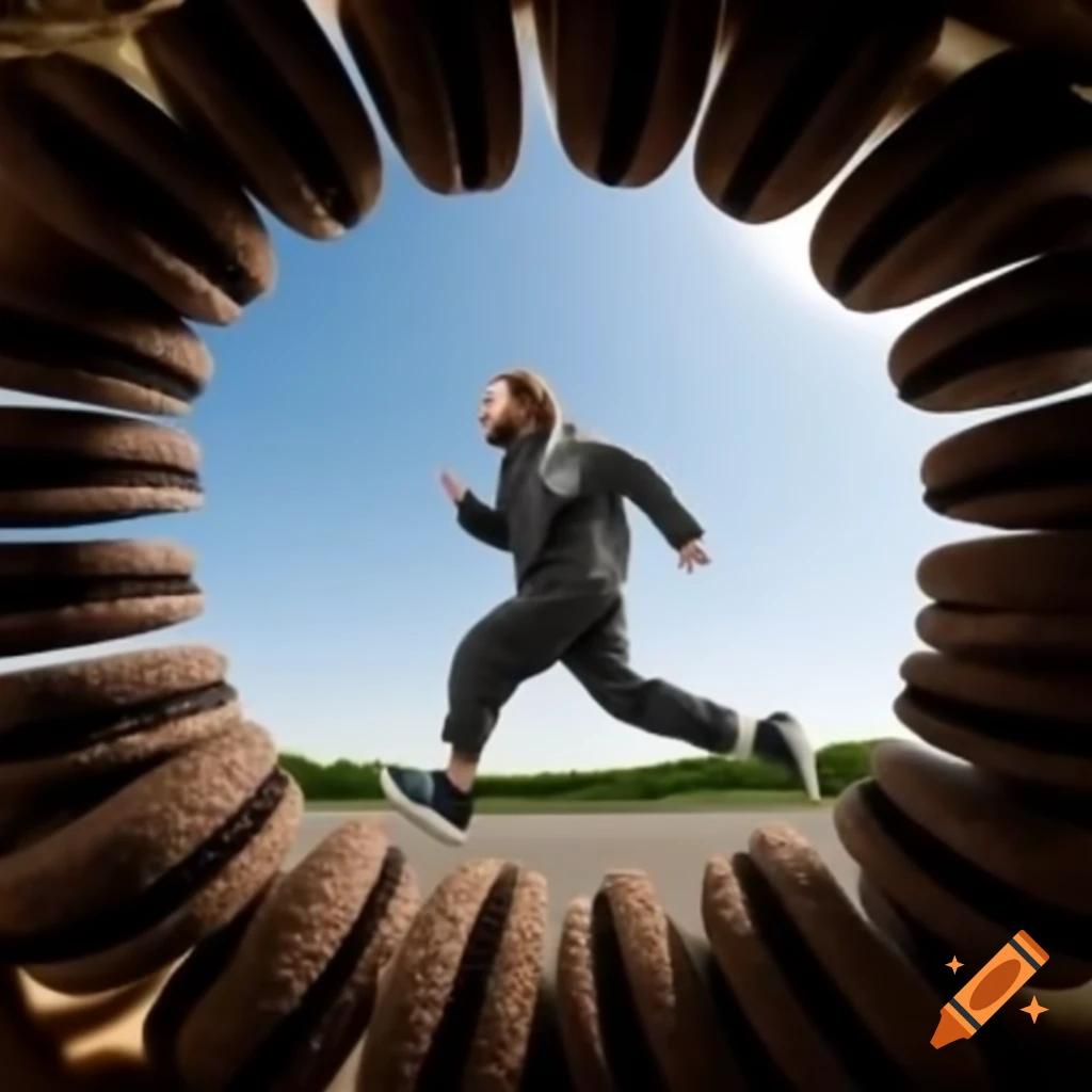 Post malone running around an oreo cookie on Craiyon