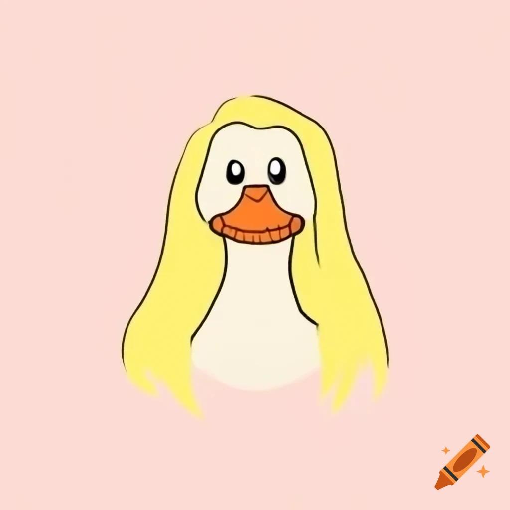 Funny duck face with long blond hair on Craiyon