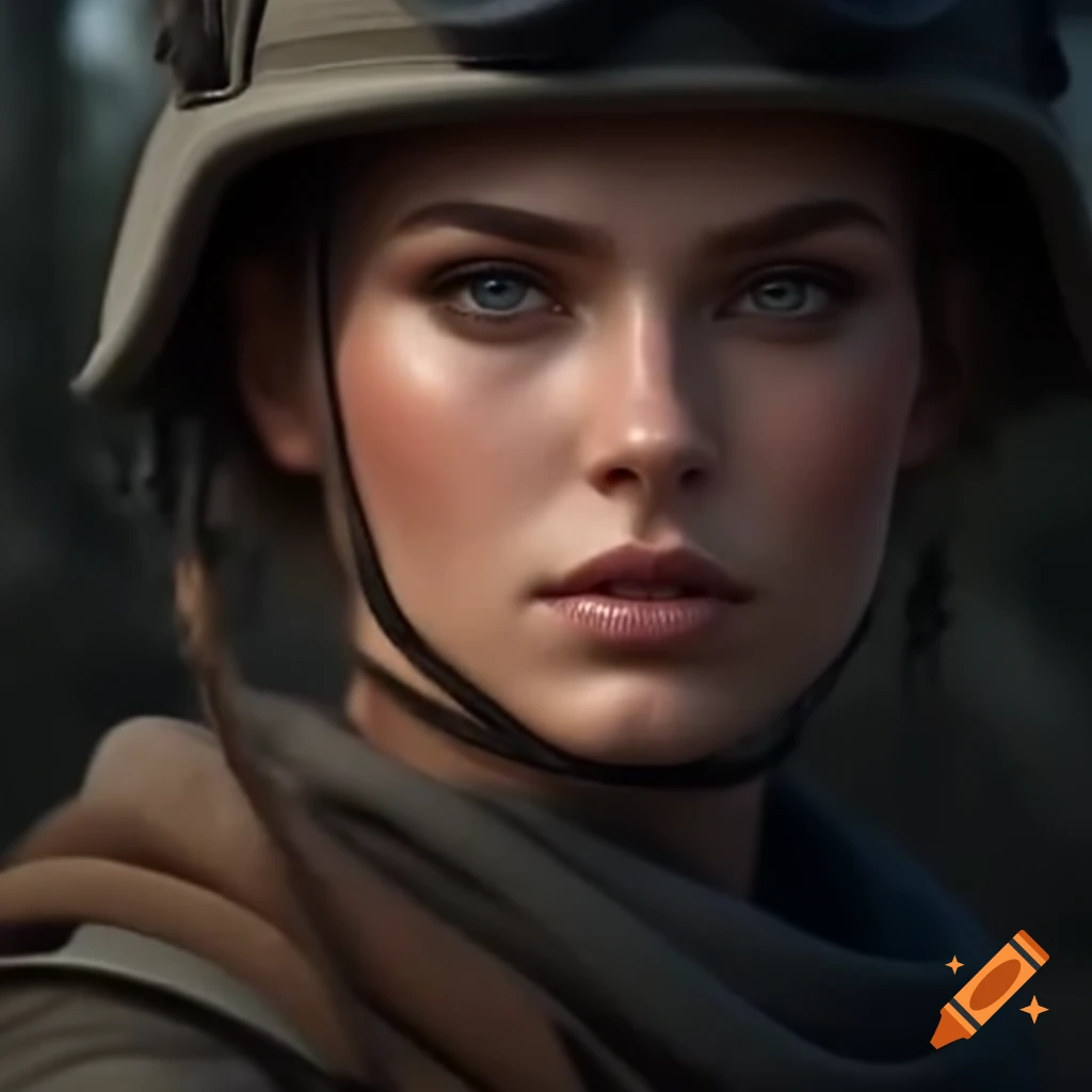 Stunning female soldier in uniform, exuding strength and confidence on ...