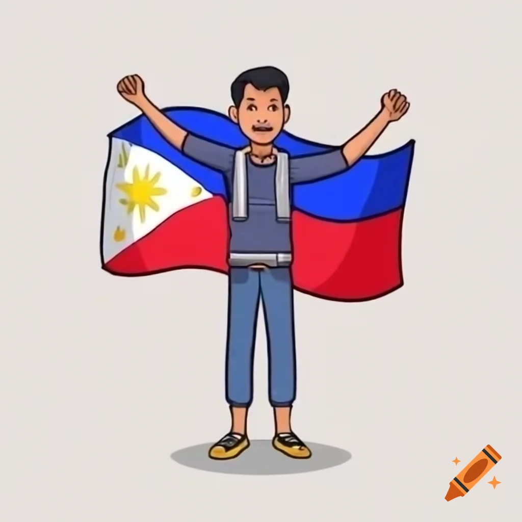 Filipino man raising the Philippine flag on Craiyon