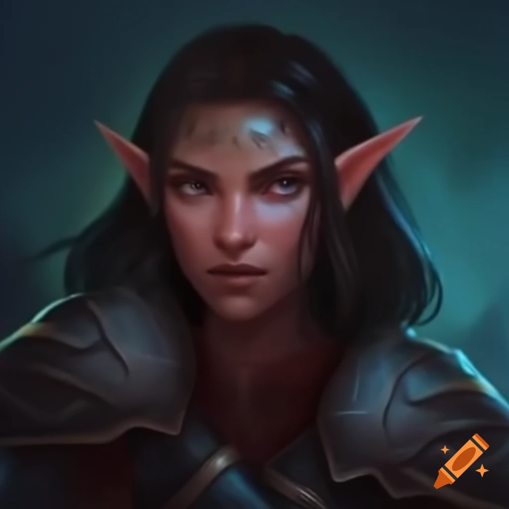 Fierce elf warrior ready for battle with determined expression on Craiyon