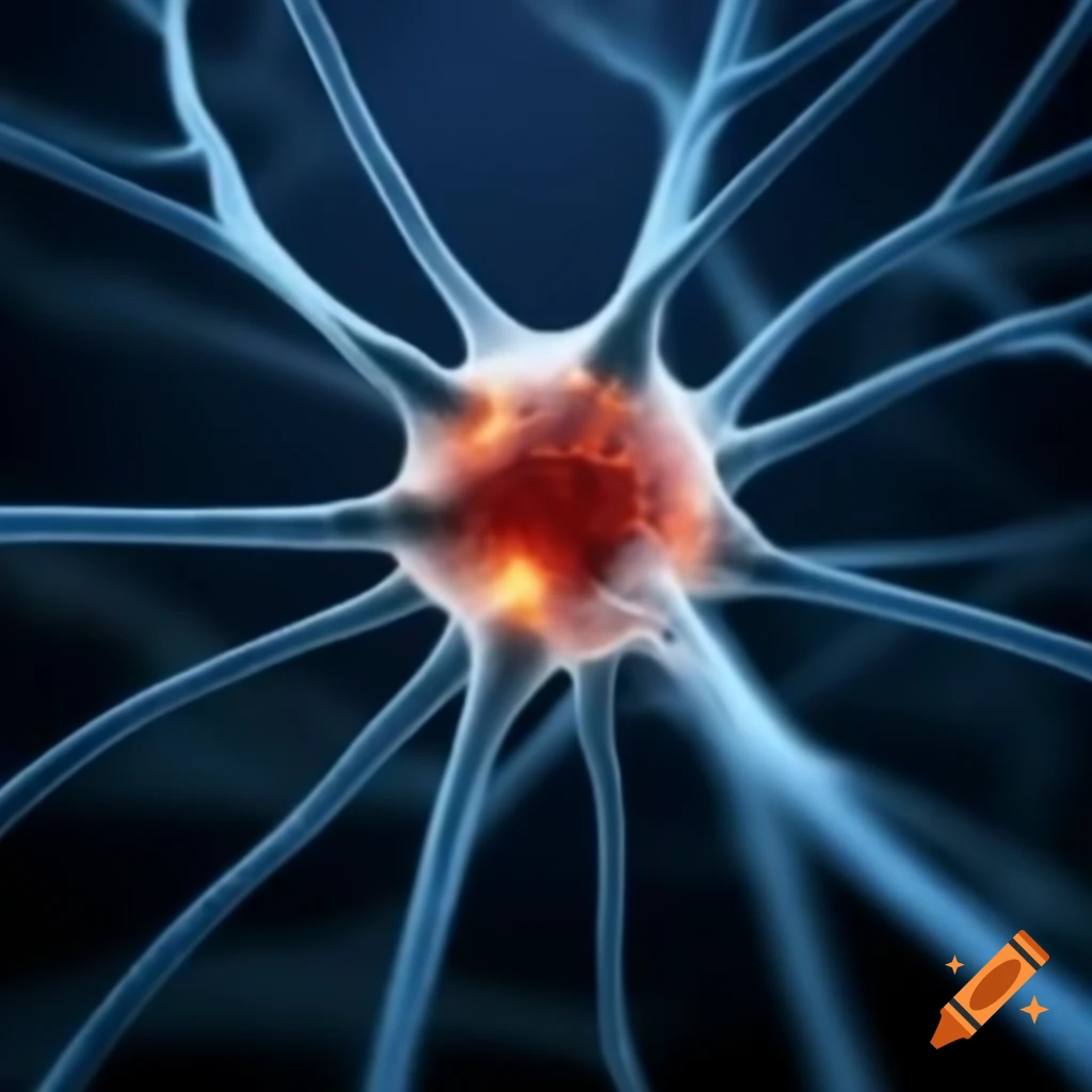 Hyper realistic neuron illustration featuring long synapses on Craiyon