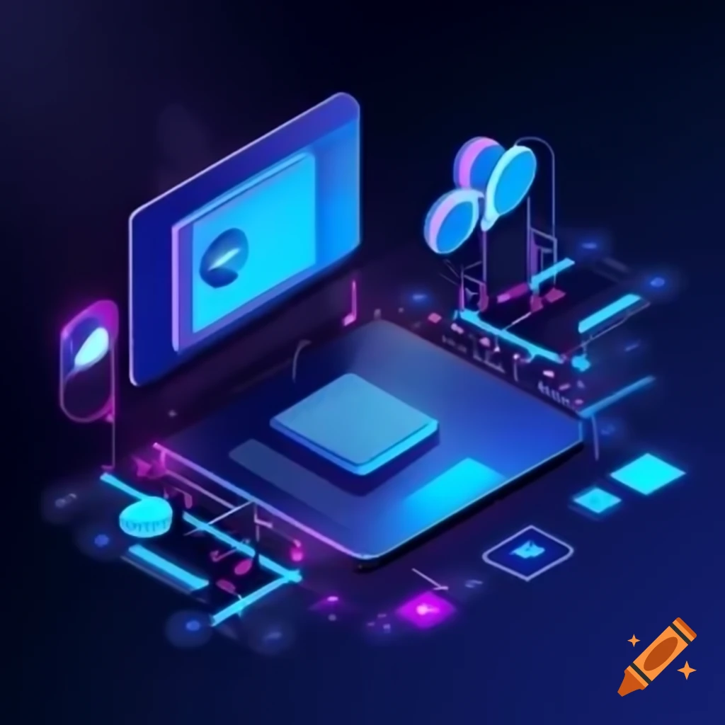 Digital illustration of state management in reactjs with futuristic ...