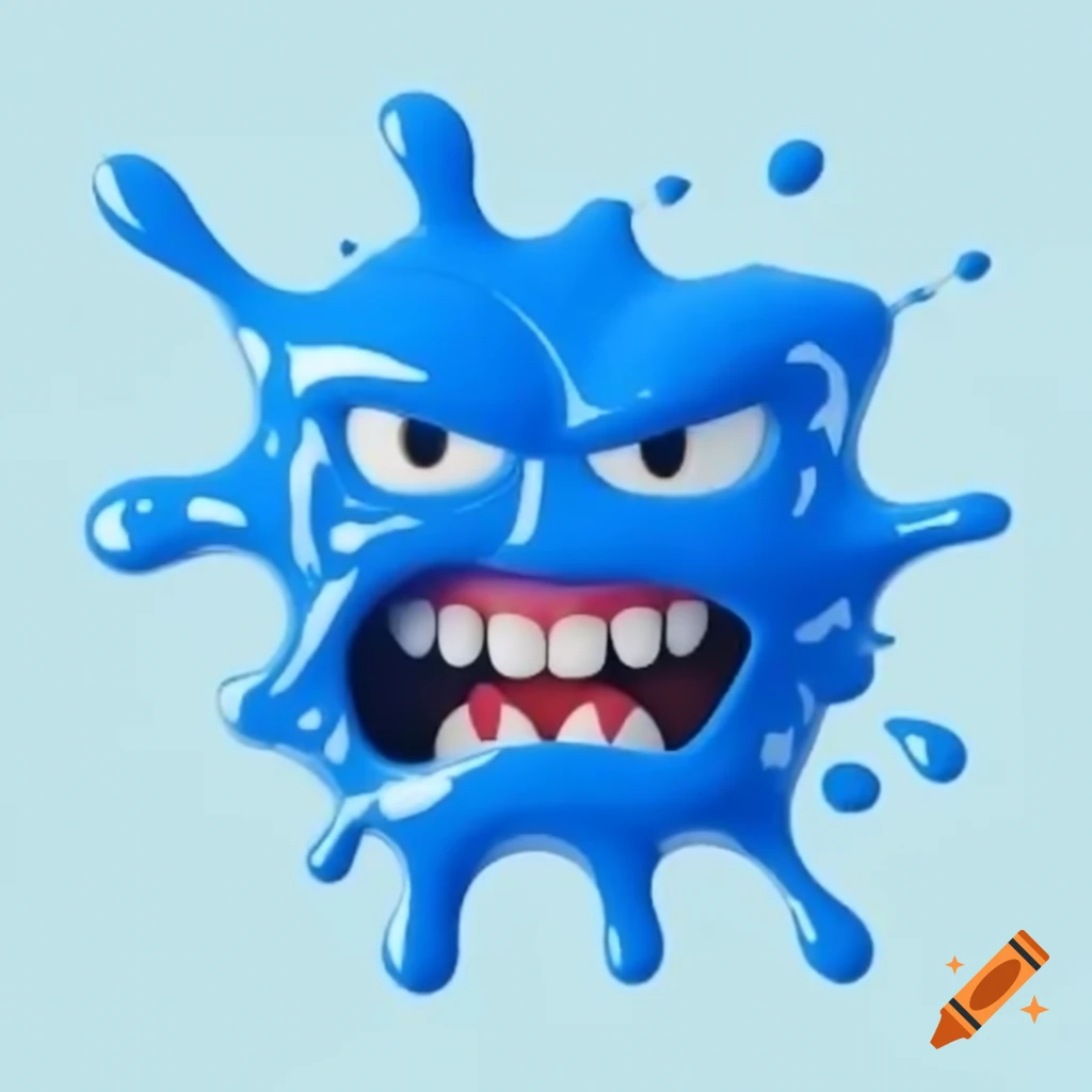 Abstract splash of blue paint on pale background with hazel eyes and ...