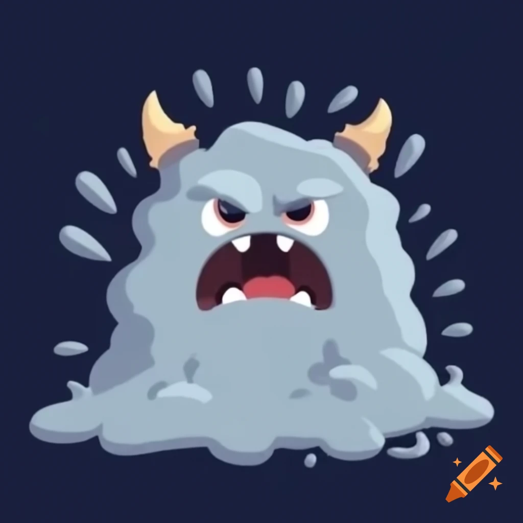 Gray dust monster peeking from under the bed on Craiyon