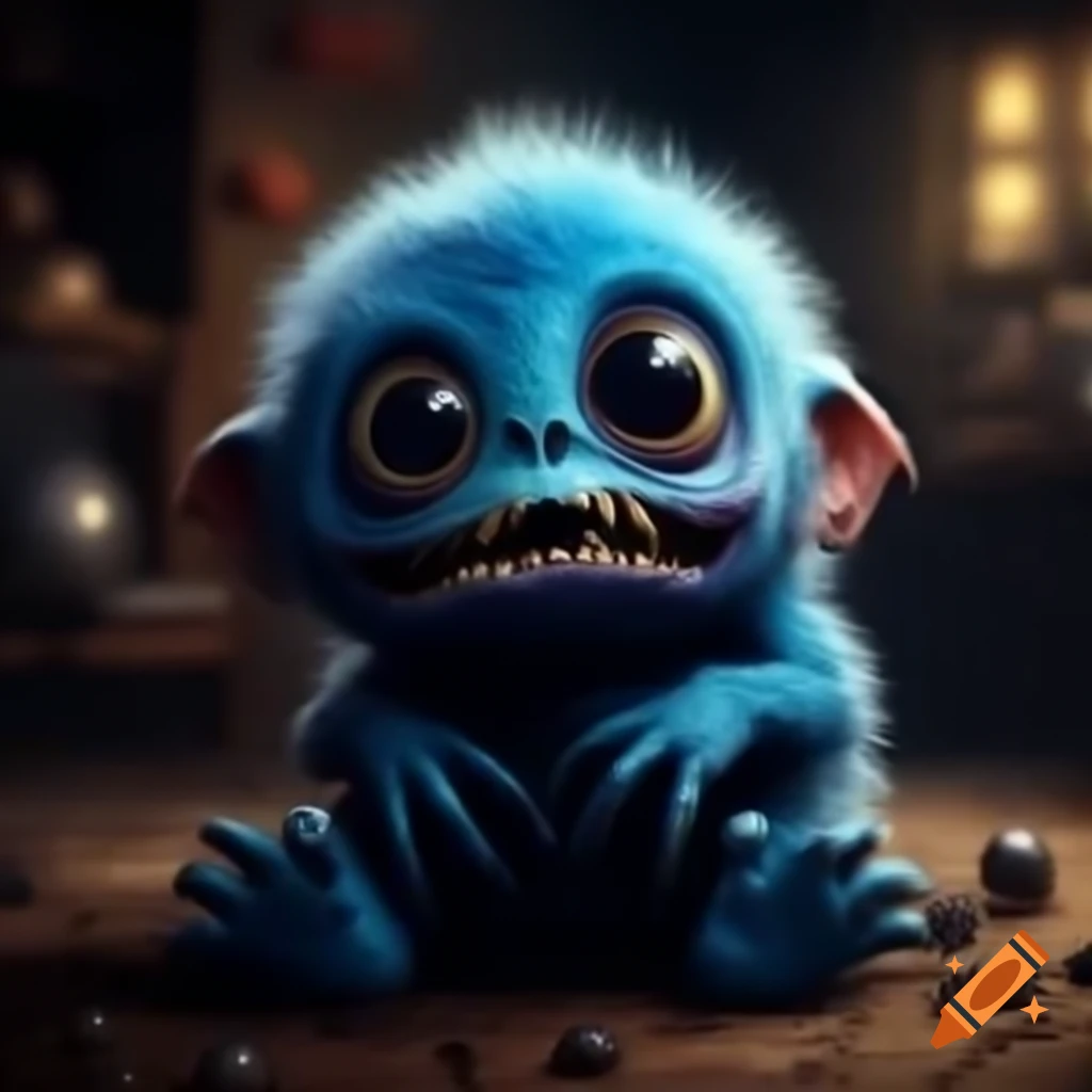 Creepy blue baby monster on Craiyon
