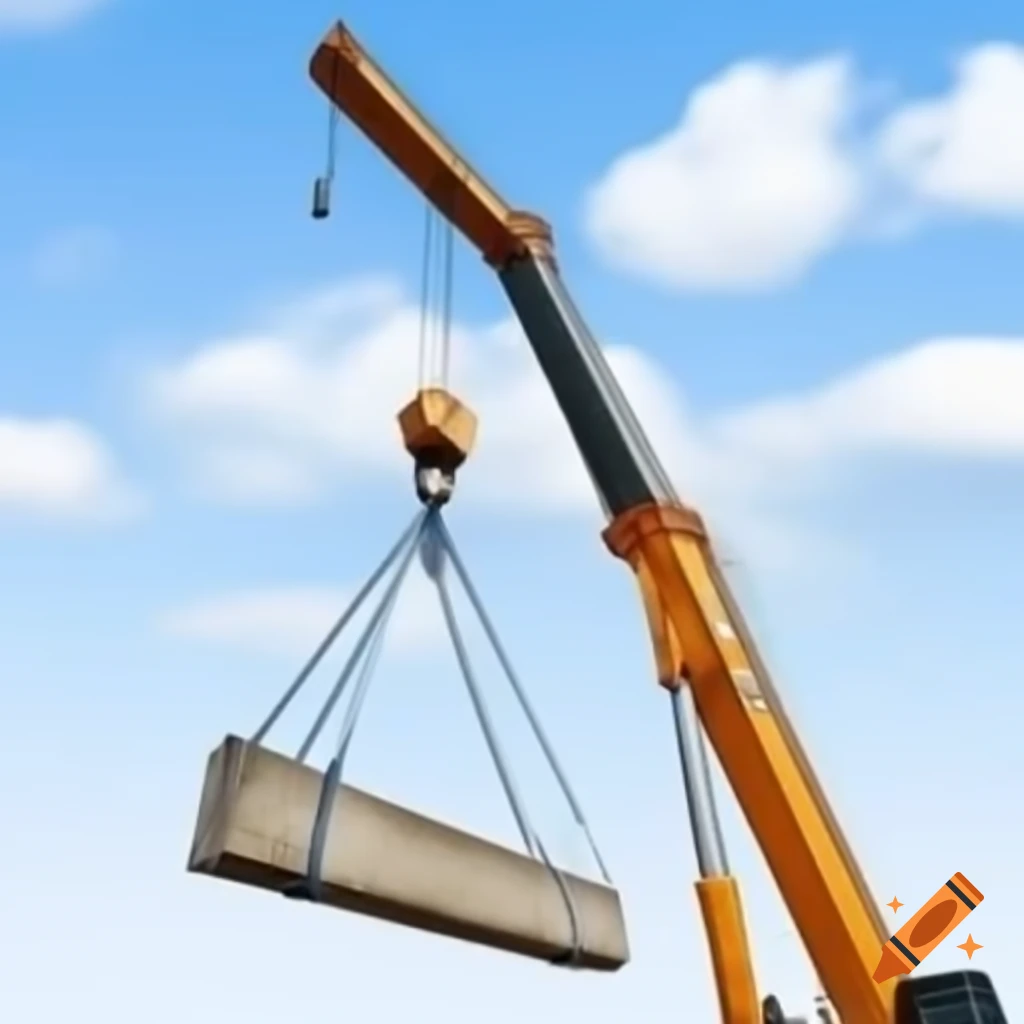 2D drawing of HIAb crane lifting horizontal beam at 6 meters height on ...