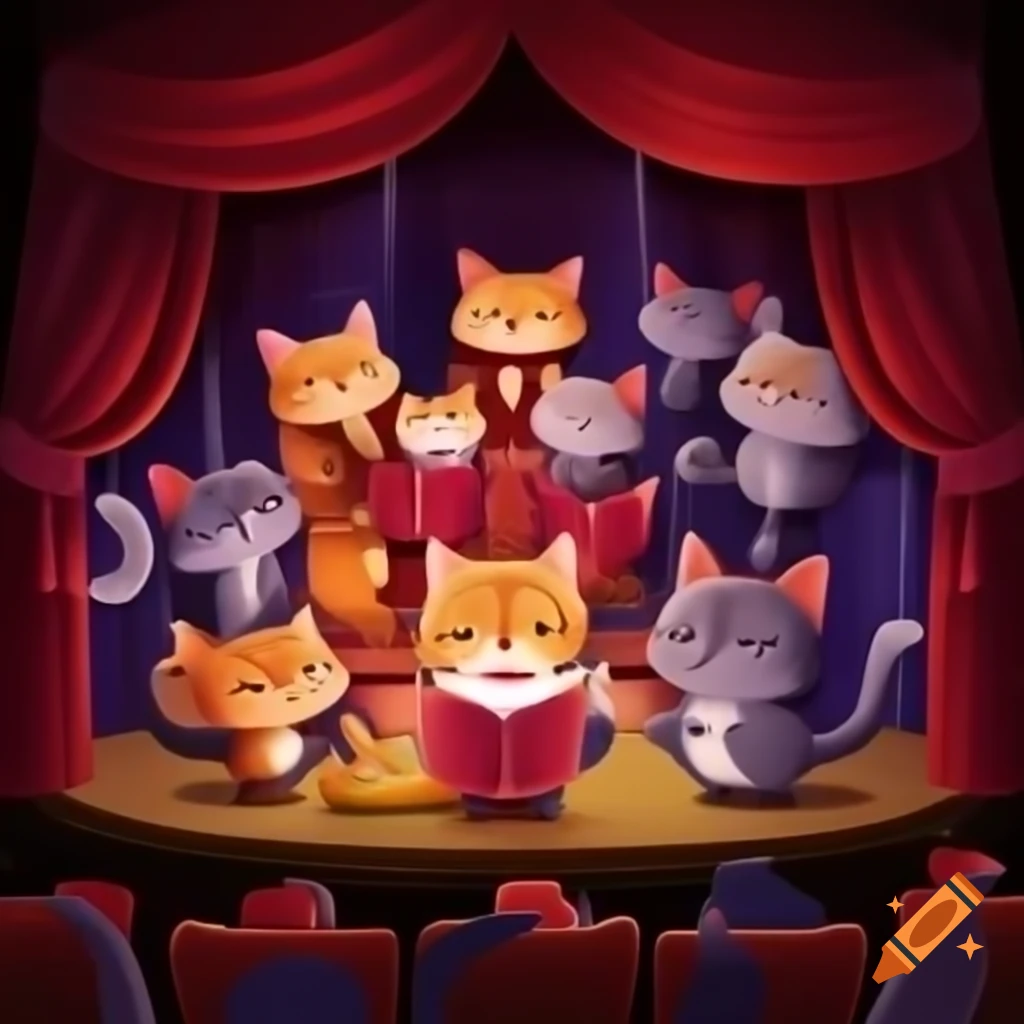 Cats performing an opera singing on Craiyon