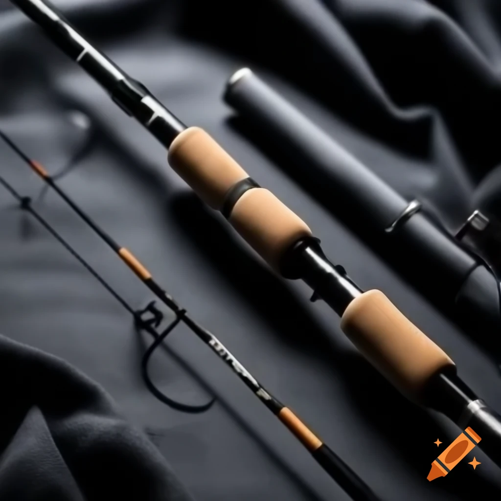 Sleek modern fishing rod on textured light-gray fabric background on ...