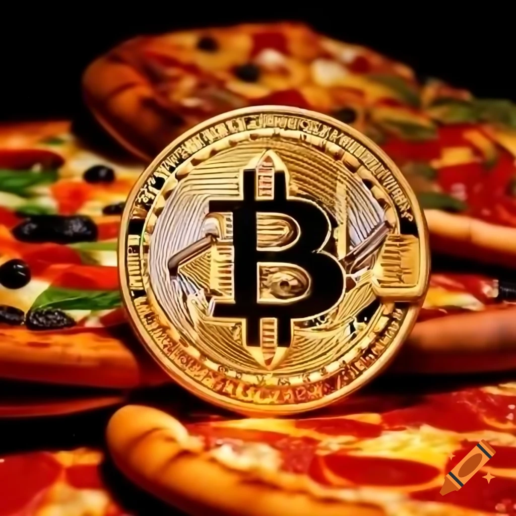 First Bitcoin purchase of 10,000 BTC for two pizzas in 2010 on Craiyon