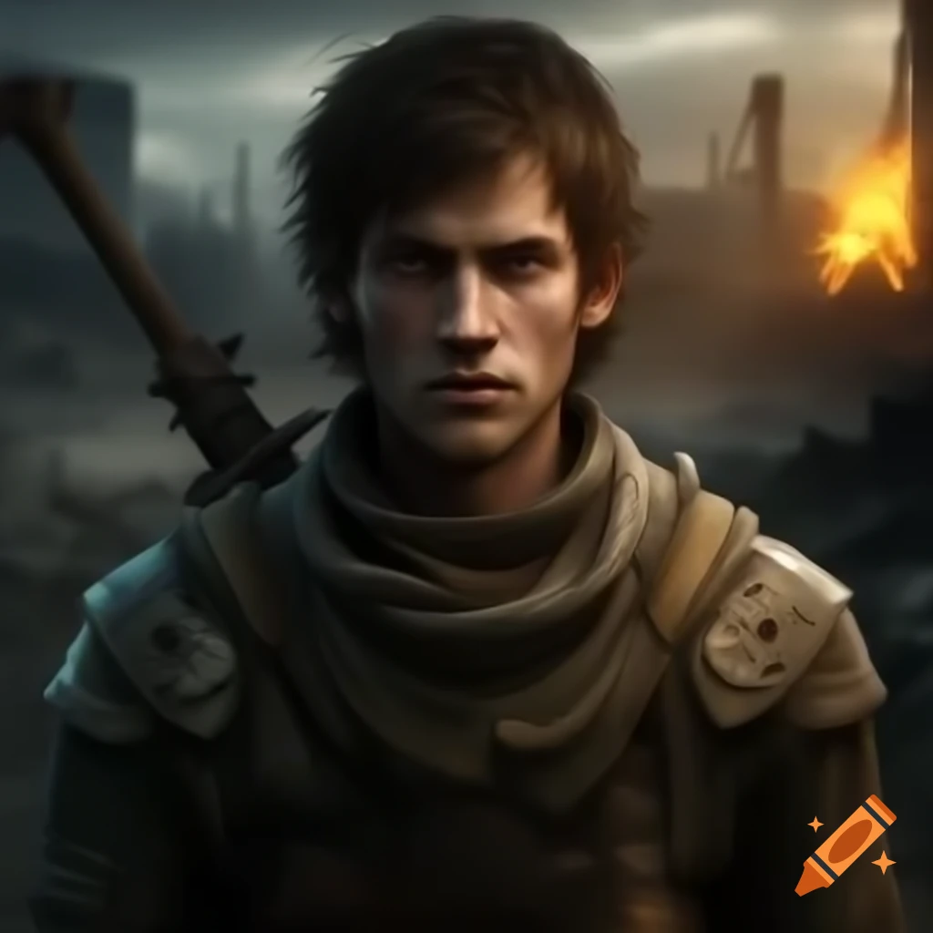 Male scholar character in post-apocalyptic fantasy rpg setting on Craiyon