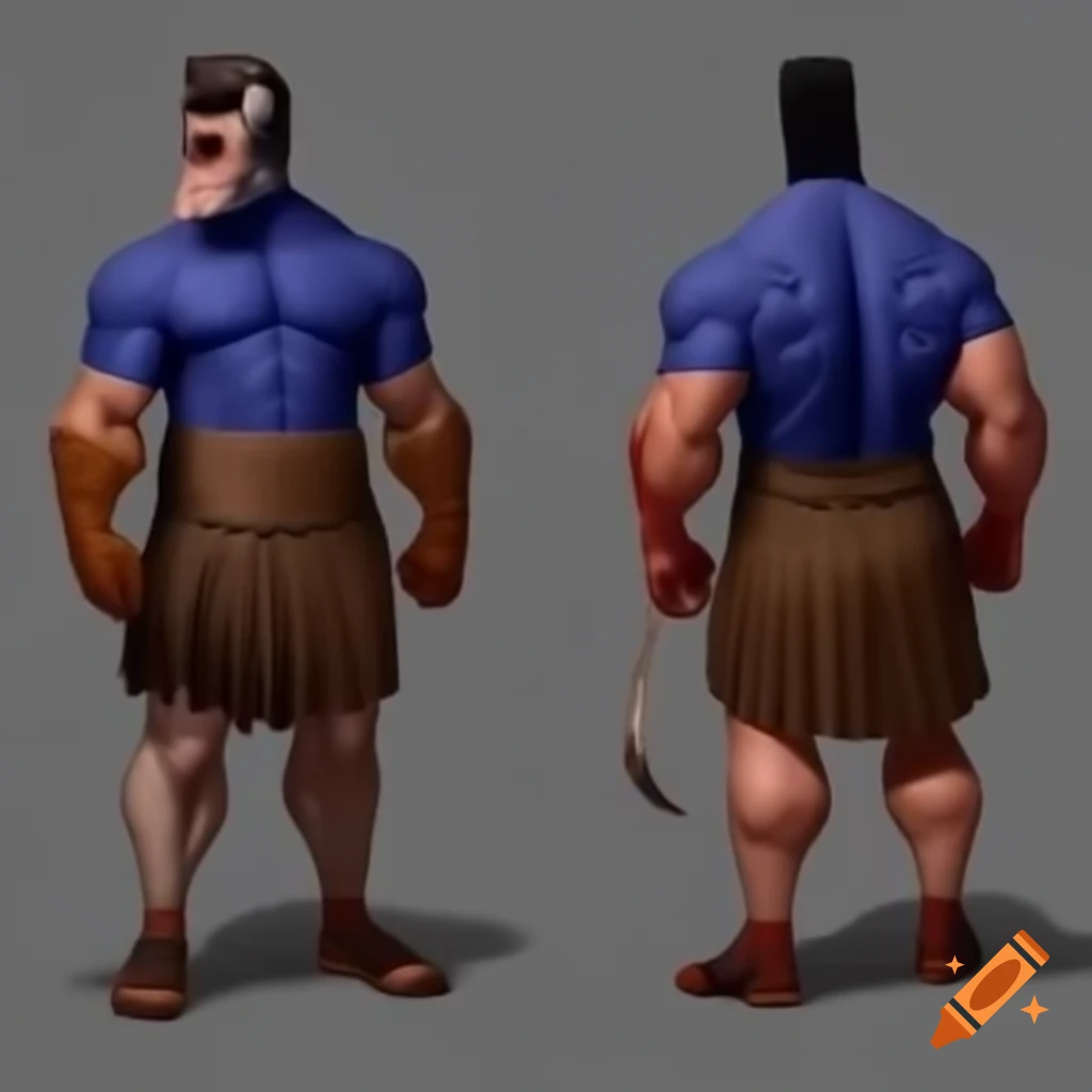 Two giants, one tall blue giant with shiny skin and black hair ...