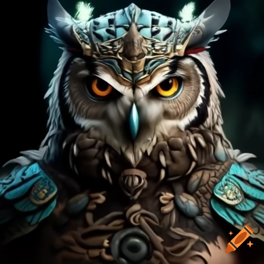 Viking warrior with owl face and runic tattoos, embodying Nordic myth ...