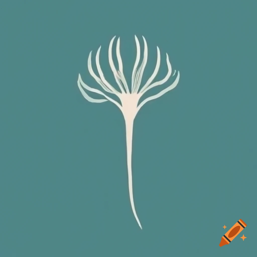Minimalist anatomically accurate drawing of a crinoid or sea lily on ...