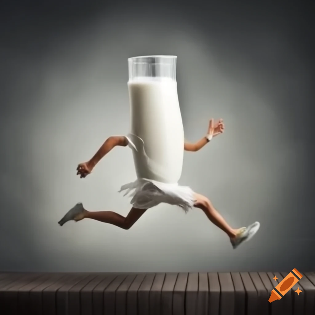 Milk flowing down legs, abstract concept on Craiyon