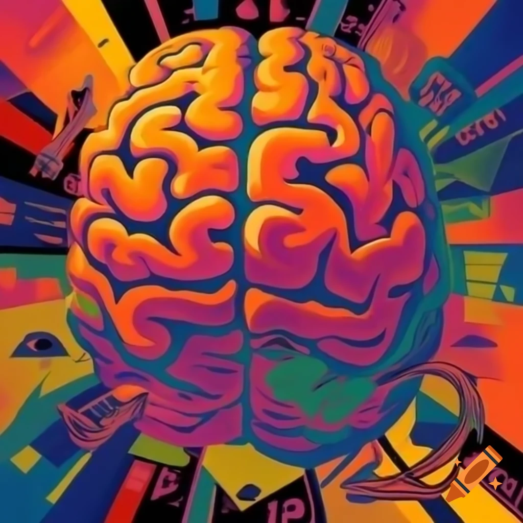 Colorful abstract representation of a dynamic brain fusion between ...