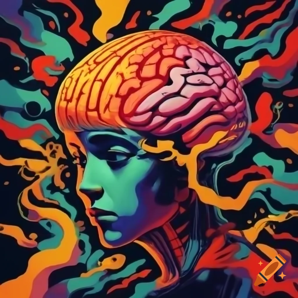 Colorful abstract representation of a dynamic brain fusion between ...