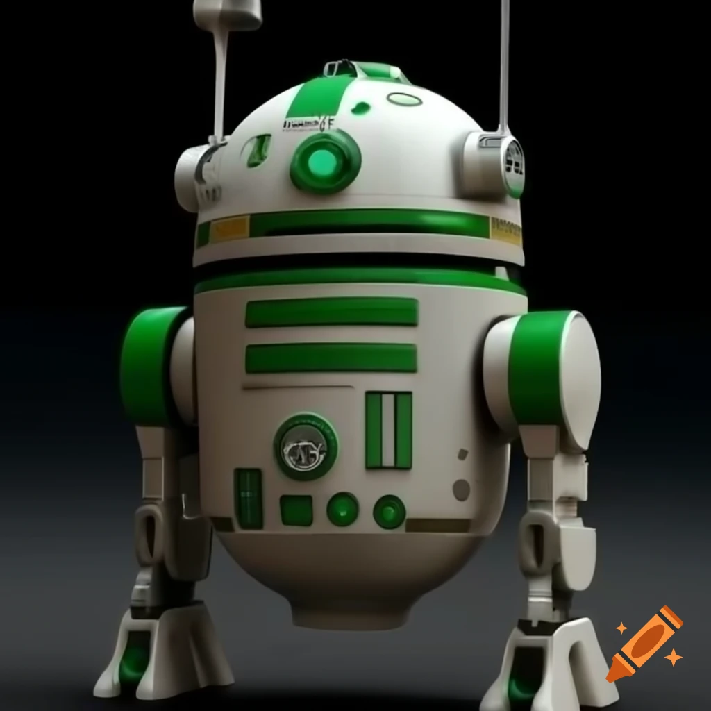 R2-d2 inspired droid featuring green details on Craiyon