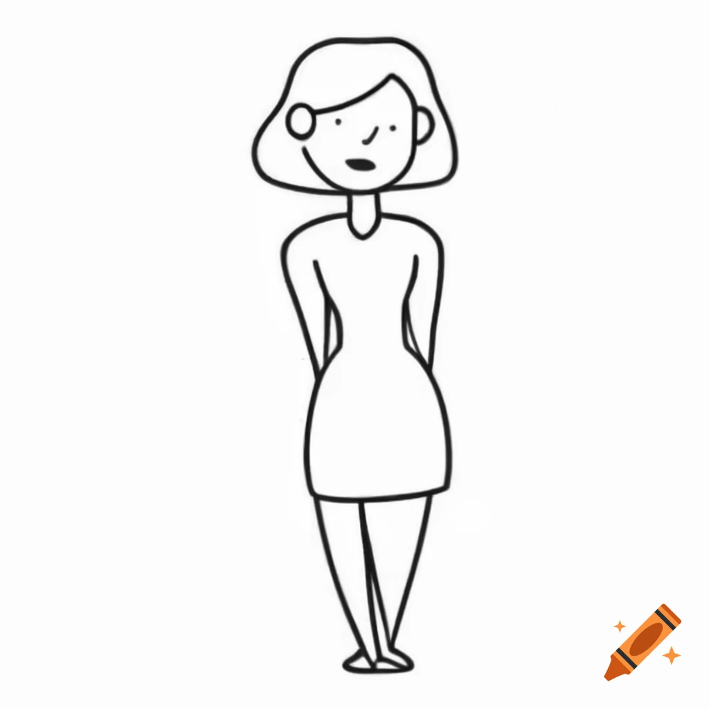 Simple line drawing of a woman in cartoon style on Craiyon