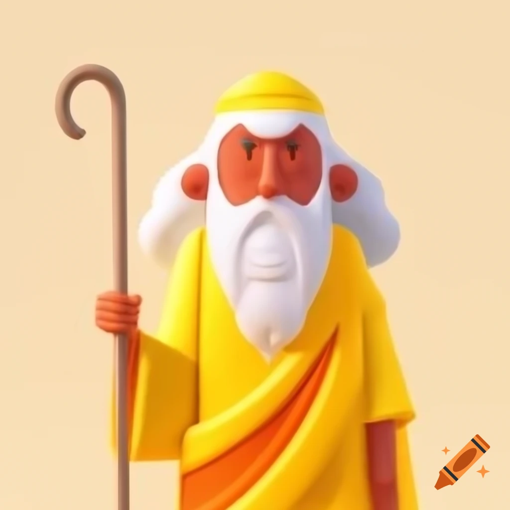 Cartoon illustration of prophet Moses in yellow clothing inspired by ...