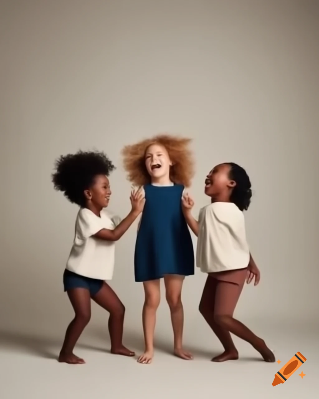 Three siblings joyfully dancing together, showcasing their vibrant bond ...