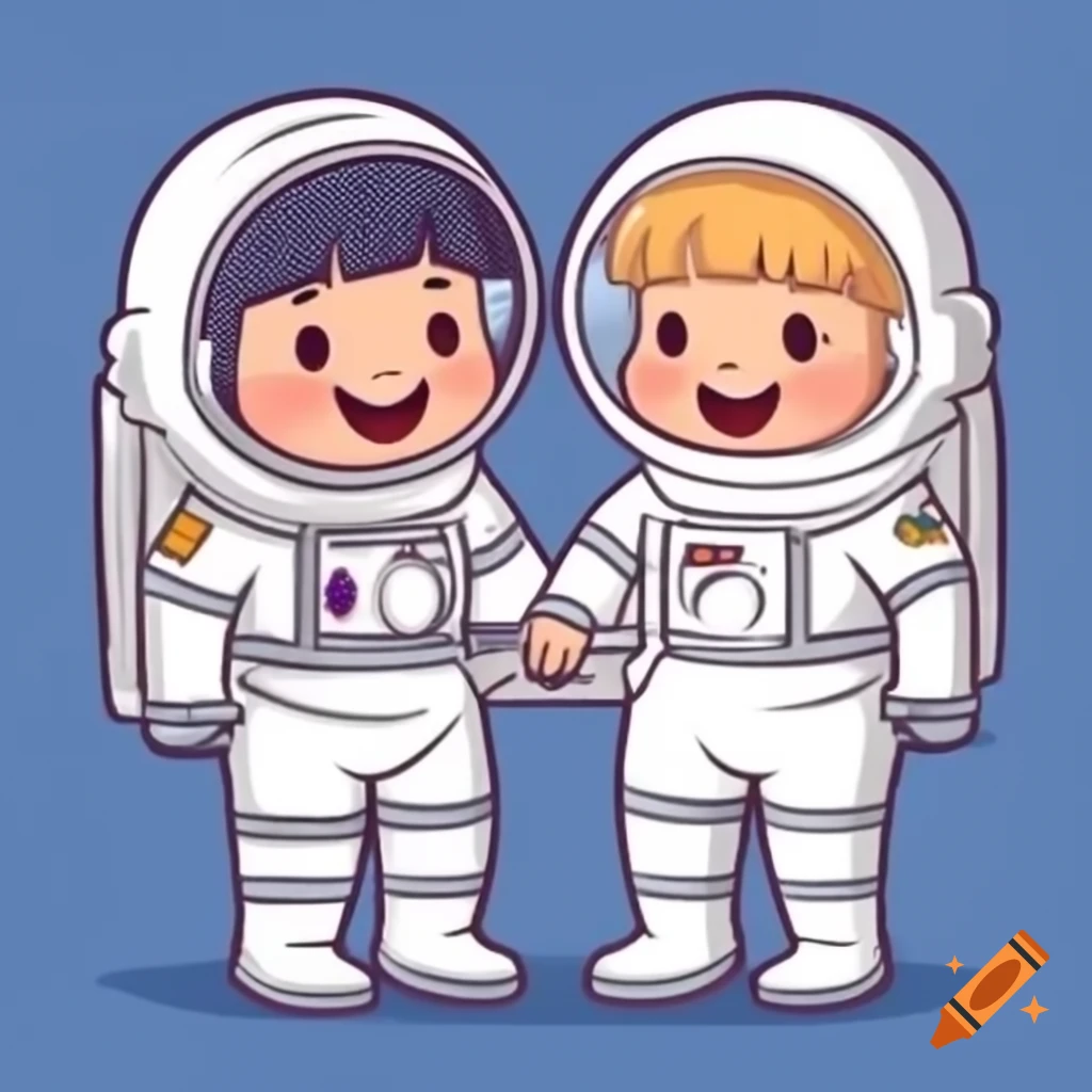 Happy astronauts holding hands in space on Craiyon