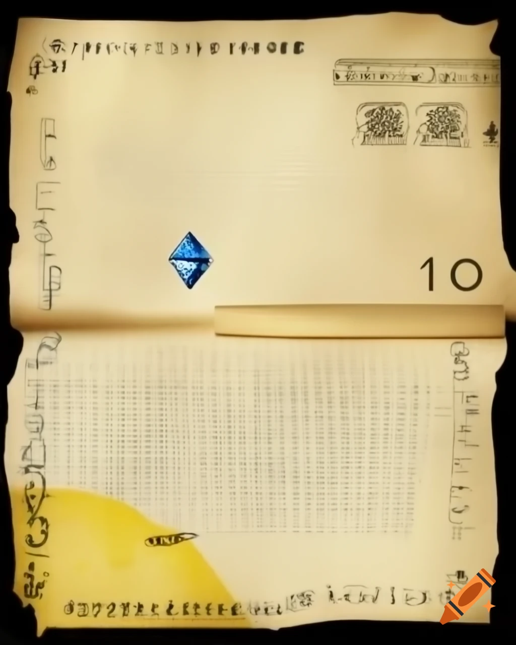 Crumpled aged paper with handwritten greek text and underlined ...