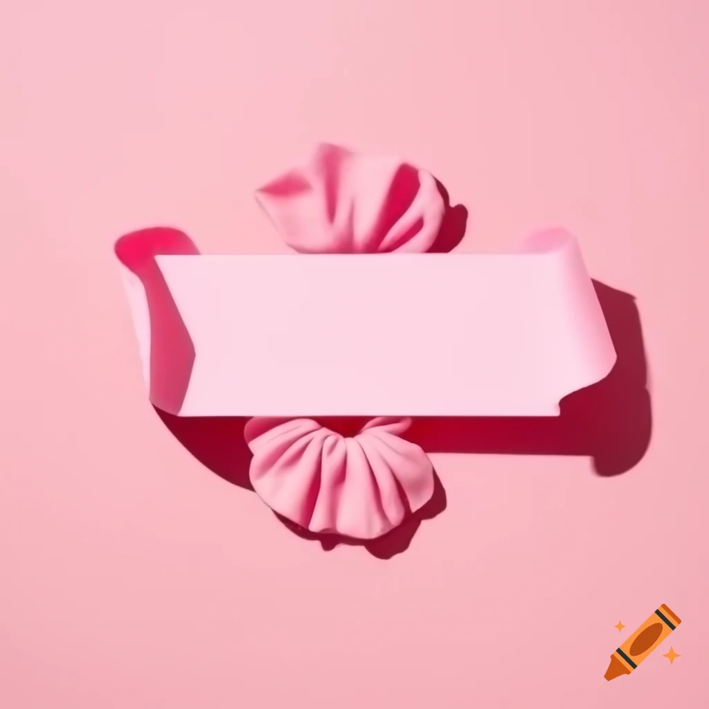 Pastel pink banner with 'scrunchie spree' in hot pink font on Craiyon