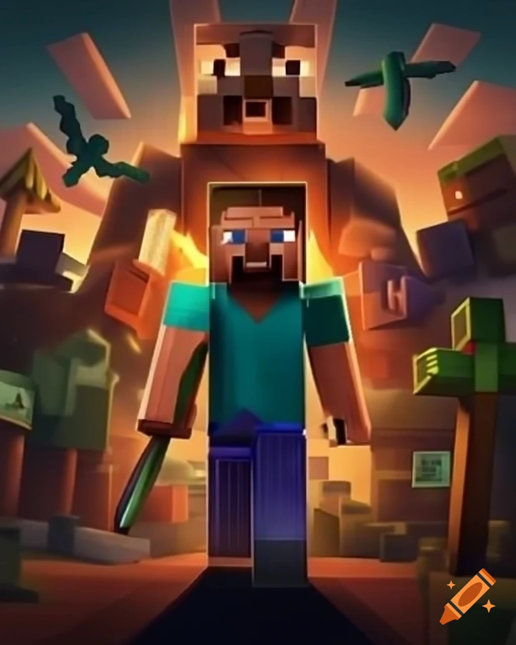 High quality poster for epic Minecraft movie featuring clear logo on ...